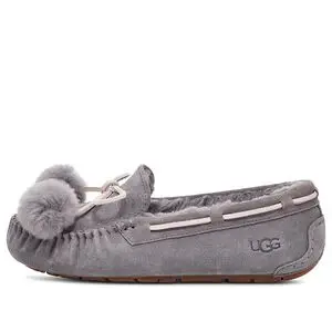 UGG Dakota Bow Pom Moccasin Slippers - Shade Grey