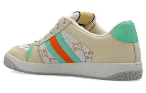 Gucci Gg Crystals Screener Sneakers - Beige/green/orange