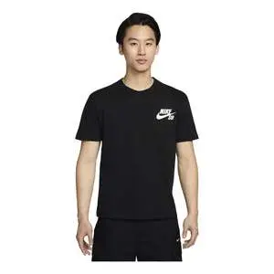 Nike Men's Nike Sb Logo Printing Sports Skateboard Short Sleeve Black T-shirt Black