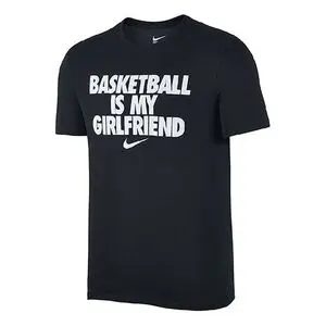 Nike Alphabet Printing Sports Round Neck Short Sleeve - Black