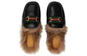 Gucci Horsebit Leather Slippers - Black/brown