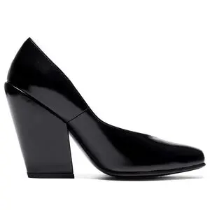 Onitsuka Tiger Black Leather Block Heel Pumps