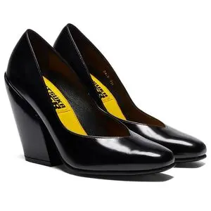 Onitsuka Tiger Black Leather Block Heel Pumps