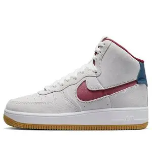 Nike Force 1 High Sculpt "grey Suede" Sneakers - Gray/red/blue