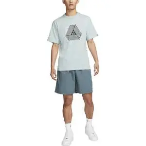 Nike Geometry Pattern Printing Round Neck Pullover Short Sleeve Green T-shirt