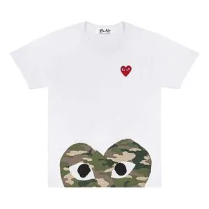 Play Comme Des Garcon Camouflage Heart T-shirt - White