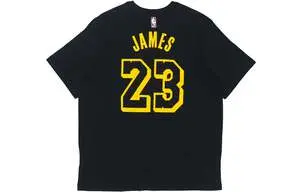 Nike Los Angeles Lakers Lebron James No. 23 Short Sleeve T-shirt - Black