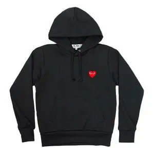 Play Comme Des Garcon Red Heart Hoodie - Black