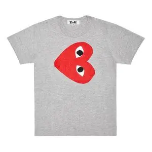 Play Comme Des Garcon Red Love Printing Short Sleeve - Grey