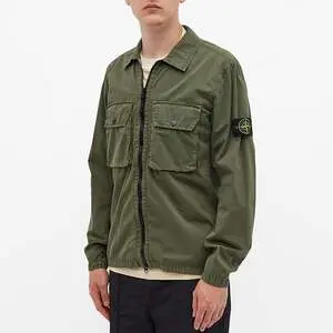 Stone Island 2 Pocket Brushed Cotton Shirt Jacket