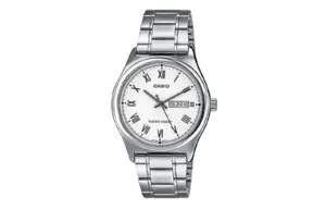 Casio Analog Stainless Steel Watch With Day And Date Display