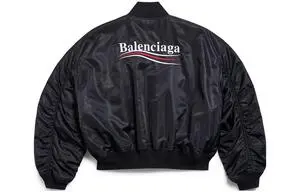 Balenciaga Political Campaign Varsity Jacket - Black