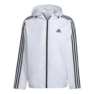 Adidas Essentials 3-stripes Woven Windbreaker Jacket - White/black
