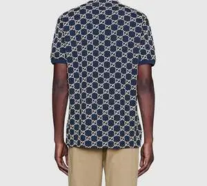 Gucci Full Print Design Short Sleeve Polo Shirt - Blue