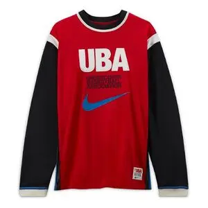 Nike Long-sleeved Basketball Jersey With Contrasting Panels And Graphic Prints - Red