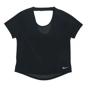 Nike Breathe Miler Running Short Sleeve Performance Top - Black