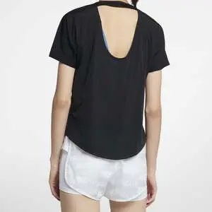 Nike Breathe Miler Running Short Sleeve Performance Top - Black