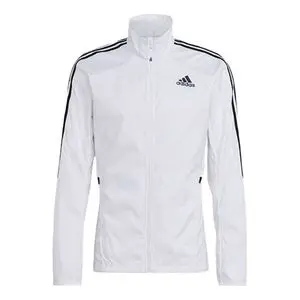 Adidas Marathon Jkt Logo Stripe Stand Collar Jacket - White