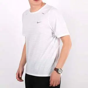 Nike Logo Pattern Training Sports Short Sleeve - White