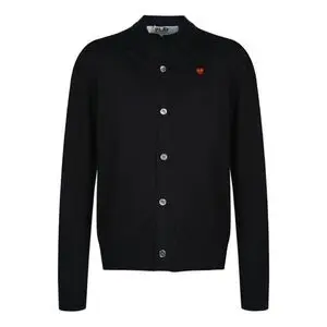Play Comme Des Garcon Cardigan With Small Red Heart Applique - Black