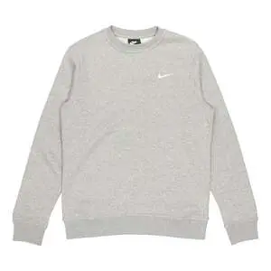Nike Fleece Lined Embroidered Small Logo Classic Sports Sweatshirt - Grey