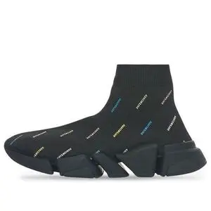 Balenciaga Balenciaga Speed 2.0 Allover Logo Knit Sneakers Black/multicolors