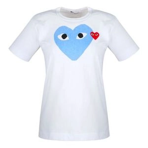 Play Comme Des Garcon T-shirt With Colored Heart Appliqu - White