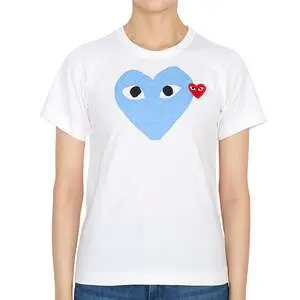 Play Comme Des Garcon T-shirt With Colored Heart Appliqu - White