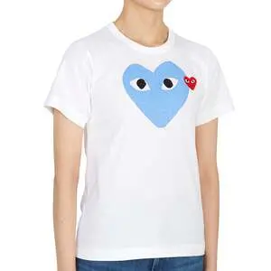 Play Comme Des Garcon T-shirt With Colored Heart Appliqu - White