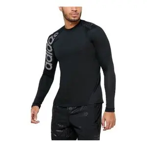 Adidas Logo Printing Round Neck Pullover Long Sleeves Black T-shirt - Default Color