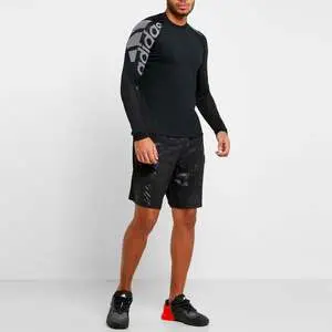 Adidas Logo Printing Round Neck Pullover Long Sleeves Black T-shirt