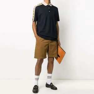 Gucci Interlock Double G Stripe Polo Shirt Navy Blue