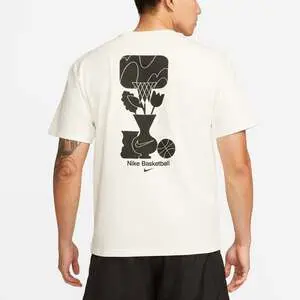 Nike Loose Pattern Printing Round Neck Casual Loose Short Sleeve Creamy White - Multi-color