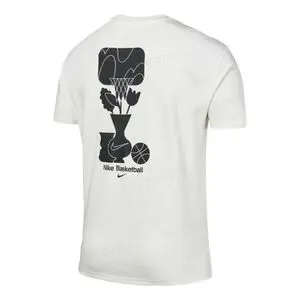 Nike Loose Pattern Printing Round Neck Casual Loose Short Sleeve Creamy White - Multi-color