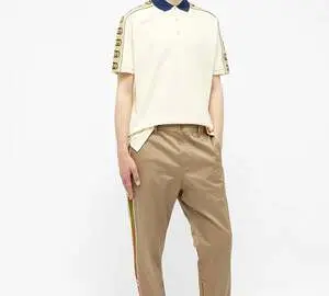 Gucci Interlock Double G Stripe Short Sleeve Polo Shirt White