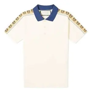Gucci Interlock Double G Stripe Short Sleeve Polo Shirt White - Ivory