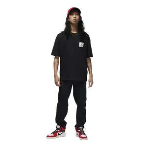 JORDAN Solid Color Patch Round Neck Short Sleeve Asia Sizing 'black