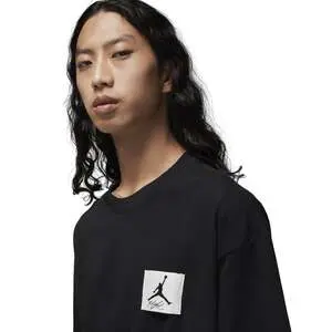 JORDAN Solid Color Patch Round Neck Short Sleeve Asia Sizing 'black