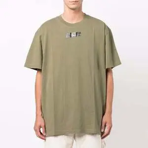 Off-White Logo Printing Round Neck Pullover Short Sleeve Loose Version Green