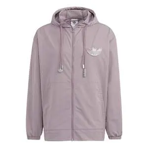 Adidas Originals Back Logo Printing Pattern Drawstring Hooded Jacket Purple - Default Colorway