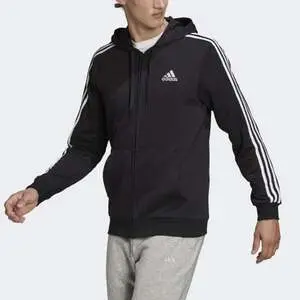 Adidas Training Zip-up Hooded Jacket With Signature Stripes