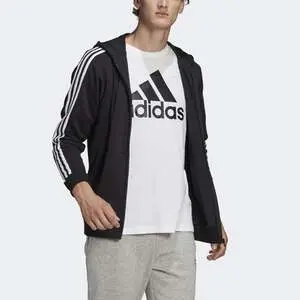 Adidas Training Zip-up Hooded Jacket With Signature Stripes