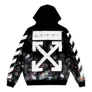 Off-White Graffiti Arrow Printing Full Zip Hoodie - Black
