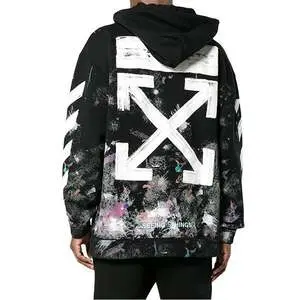 Off-White Diagonal Stripes Loose Cotton Hoodie