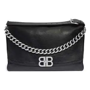 Balenciaga Bb Soft Large Flap Bag - Black