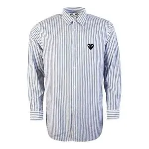 Play Comme Des Garcon Striped Shirt With Emblem - Blue