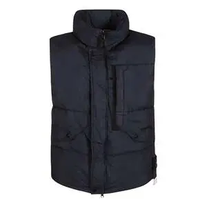 Stone Island Logo Patch High-neck Padded Vest - Navy