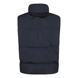 Stone Island Logo Patch High-neck Padded Vest - Navy