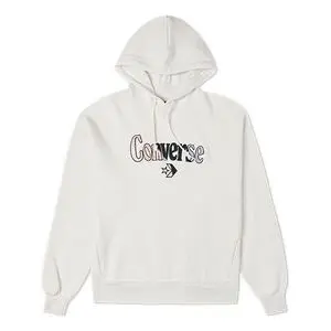 CONVERSE Logo Embroidered Fleece Hoodie - White
