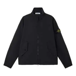 Stone Island Zip Up Jacket With Stand Collar - Black